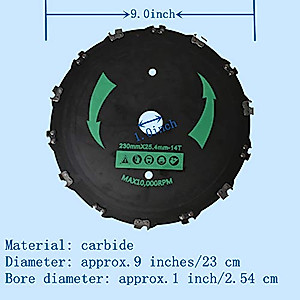 Autoparts 9 Inch Brush Cutter Grass Blade and 10 Inch 3 Teeth Carbide Steel Double Sided Blade Outdoor Trimmer Manganese Head Garden Lawn Trimmer Accessories for Mower Weed Tools
