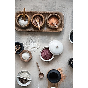 Bloomingville Mango Wood Hexagon Salt and Pepper Bowl Cellar Black & Natural Serveware, 6"