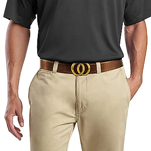 DOOPAI Belt Men, 2 Pack Ratchet Belt Dress Adjustable 1 3/8" Genuine Leather Belt, Designer Belts for Men Metal Buckle, Belt Size Length Can be Cut, with Gift Box