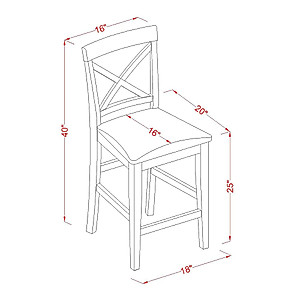 East West Furniture Pub Counter Stool-Linen Fabric Bar Height Dining Chairs, Set of 2, PBS-BRN-C