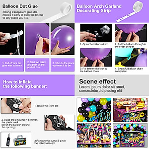 80s 90s 50s Party Decorations 80's 90's 50's Party Bundle Includes Inflatable Radio Boombox and Mobile Phone, Back to 80s 90s 50s Backdrop, Tablecloth, 75 Pcs Balloons for Hip Hop Party(90s Style)