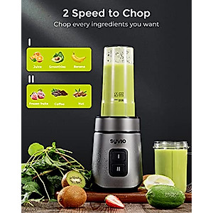 Syvio Blender for Shakes and Smoothies, 600W Personal Blender, Smoothie Blender with 2 BPA-Free 20 Oz Sport Cup, 2 Party Mugs, 1 * 10 Oz short cup,Easy to Clean