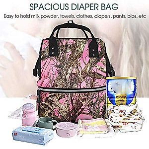 Backpack Diaper Bag Pink Camouflage Womens Travel Bag Mens Laptop Bags