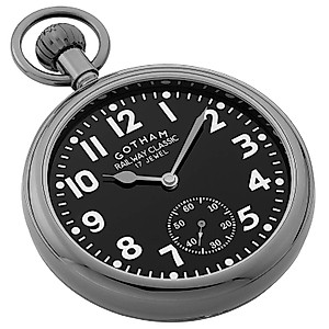 Gotham Men's Gun-Tone Mechanical Hand Wind Railroad Pocket Watch # GWC14104BBK