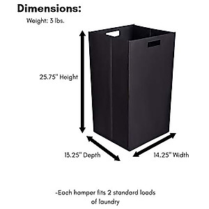Internet's Best Collapsible Laundry Hamper - Set of 2 - Dirty Clothes Sorter with Handles - Magnetic Side - Easy Storage - Folding - Black