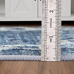 Zacoo Washable Rug Boho Rug Vintage 5x7 Area Rugs for Living Room Bedroom Dining Room Distressed Non Slip Rugs Carpet Non Shedding Oriental Rug, Blue