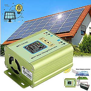 MPPT Solar Controller, Solar Power Controller, MPT-7210A Solar Panel Regulator Controller(100W - 600W)Aluminum Alloy LCD Display Solar Controller for Home Industry Boat Car