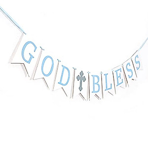 God Bless Banner - God Bless Banner Baptism，baby Shower Banner for Girl/boy，baptism Banner，first Communion Banner，banner for Baby Shower Photo Prop Party Decorations