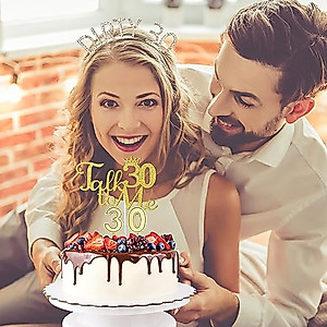30th Birthday Decorations for Women Gold Include 30th Birthday Sash, Rhinestone Headband, 30 Birthday Candles, Talk 30 to Me Cake Toppers and 30 Balloons, Dirty 30 Birthday Decorations for Her