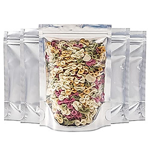 Kingrol 150 Pack 5 x 7.8 Inch Aluminium Foil Stand Up Food Pouches Bags with Resealable Lock Seal Zipper, Heat Sealable Packaging Bags for Jewelry, Screw, Food Storage