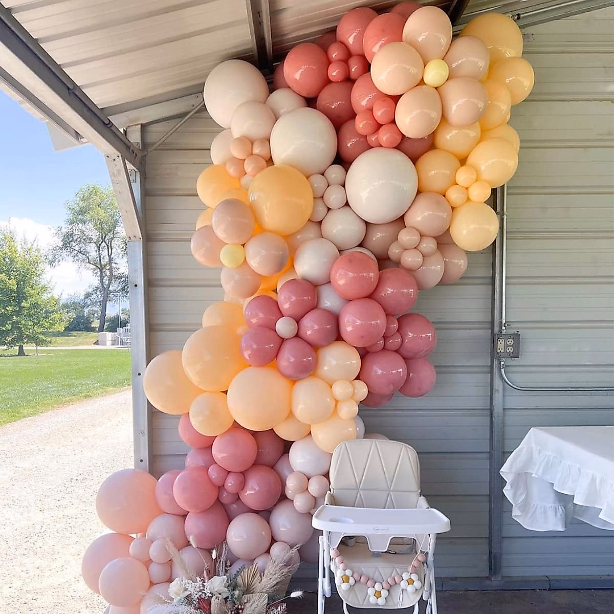 160 PCS Daisy Groovy Balloons Arch Garland Kit Pink White Yellow Orange Boho Balloons for Baby Shower Wedding Birthday Party Decorations (Daisy Groovy)