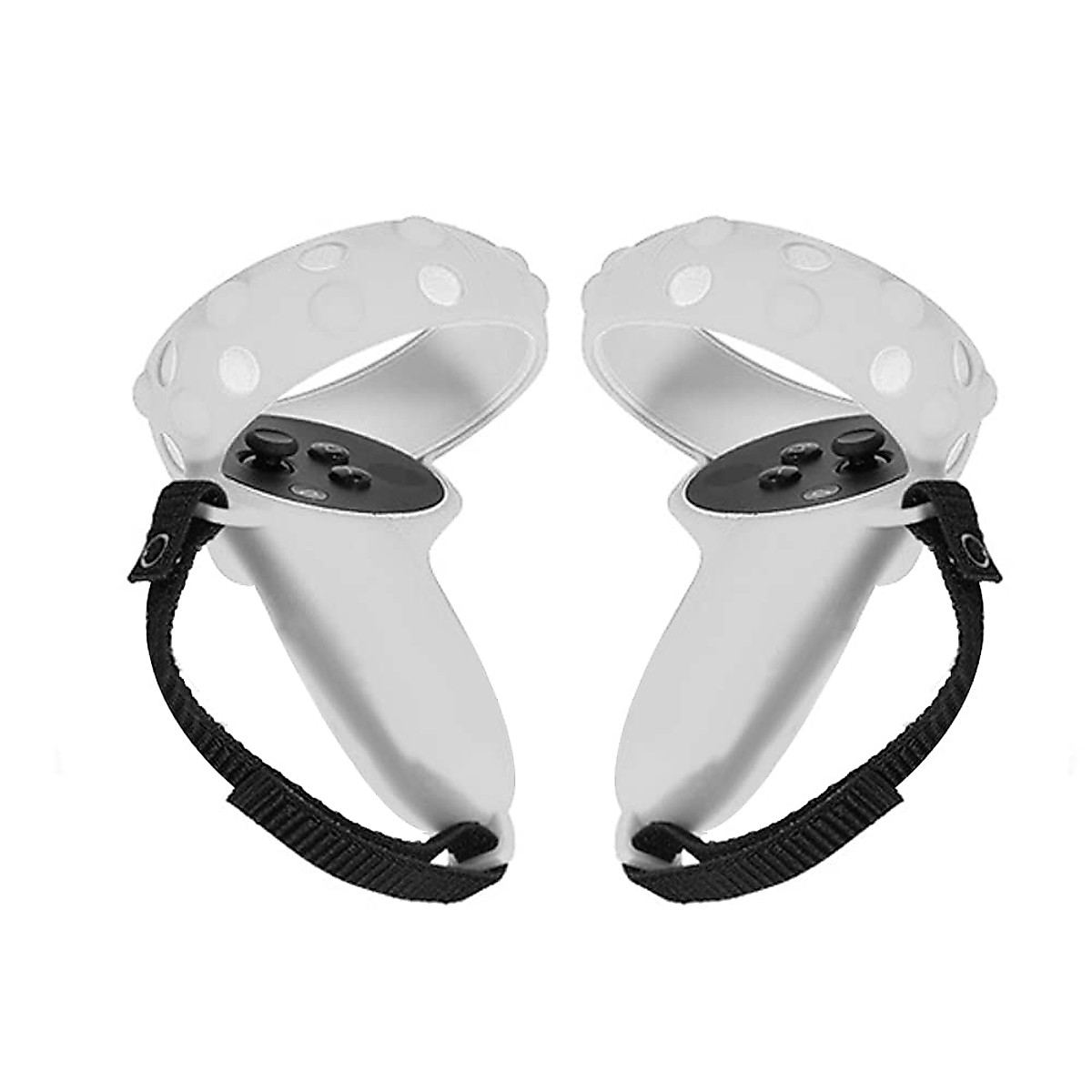 Touch Controller Grip Cover for 2 Anti-Throw Handle Silicone Protective Sleeve with Adjustable Wrist Knuckle Strap(Grey)