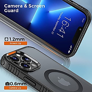 UNBREAKcable Magnetic Case for iPhone 13 Pro Max, iPhone 13 Pro Max Case with MagSafe[Military Grade Shockproof] Translucent Matte Back& Soft Silicone Airbag Bumper for Apple 6.7”– Black (UBHP456)