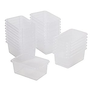 ECR4Kids Scoop Front Storage Bins, Multipurpose Organization, Clear, 25-Piece