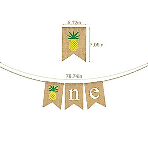 Jute Burlap One Banner with Pineapple Boy Girl 1st Birthday Highchair Banner Summer Party Decoration