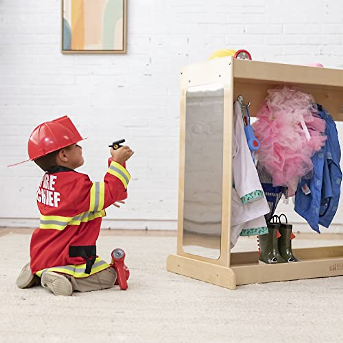 ECR4Kids Streamline Dress-Up Island, Costume Organizer, Natural