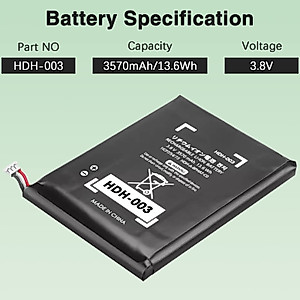 Pickle Power Switch Lite Battery, HDH-003 Battery Replacement for Switch Lite HDH-001 Game Console with Tool Set