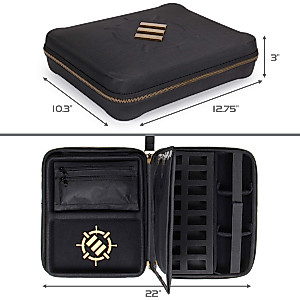 ENHANCE RPG Organizer Case - DND Binder with Built-in Character Sheet Holder and Erasable Scribe Panel, Dice Rolling Area, Removable Pen Pouch, Miniature Foam Tray, Wrist Strap, and More (Black)