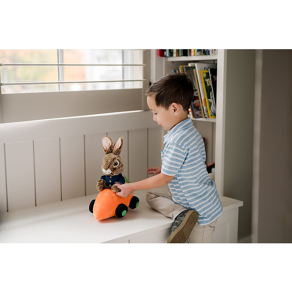 Animal Adventure | Peter Rabbit and Flopsy | Collectible 11" Singing Plush Peter Rabbit Driving a Carrot Car