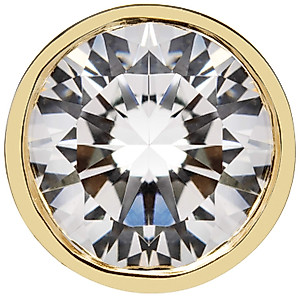 Everyday Elegance 14K Solid Yellow Gold Round Cut Cubic Zirconia Stud Earrings 2.0 CTW Bezel Set Screw Back Posts With Gift Box