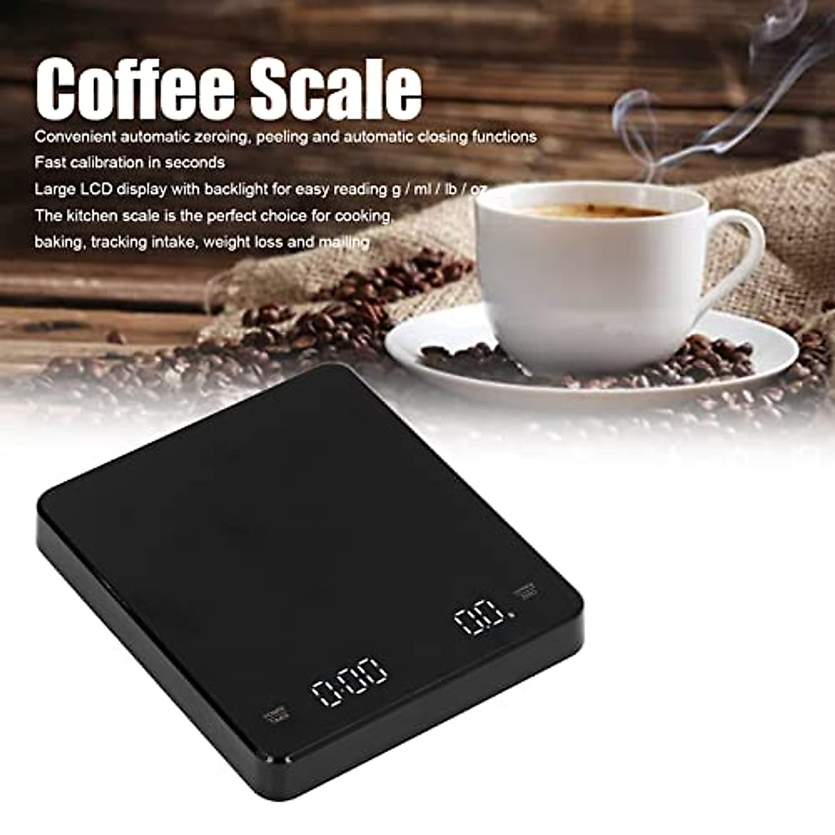 BestAlice Digital Kitchen Scale, 3Kg /0.1g Highly Accurate Digital Food Scale, USB Charging Electronic Coffee Scale LCD Display Switchable G OZ Ml Multifunction Electronic Scale for Home Bar