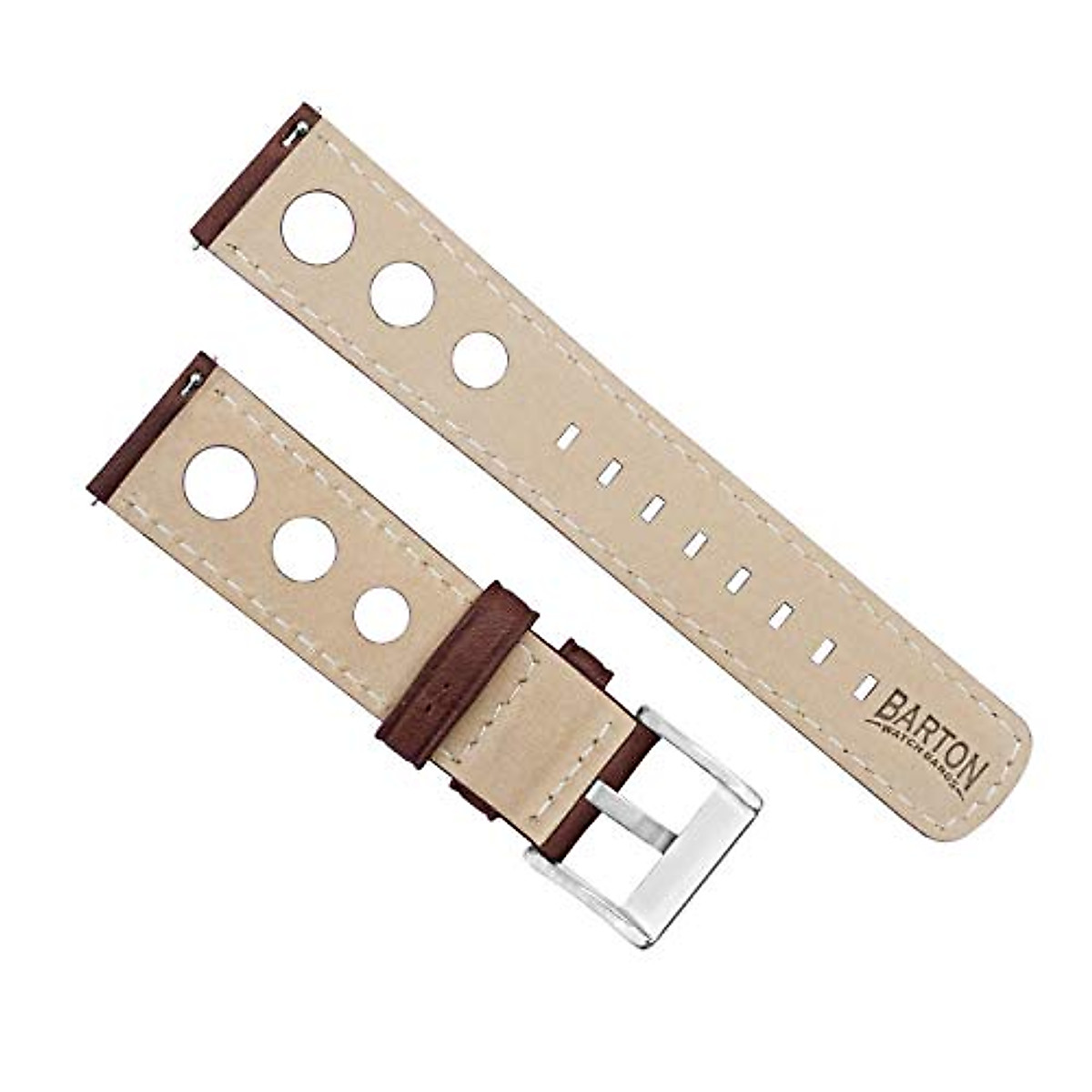 BARTON WATCH BANDS 22mm Chocolate - Rally Horween Leather Watch Bands - Integrated quick release spring bars- 316L stainless steel- Choose Strap Color & Width