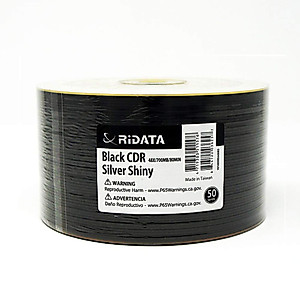 100 Pack Ridata Black CD-R 48X 700MB 80M Shiny Silver Thermal Surface Black Bottom Blank Media Recordable Disc