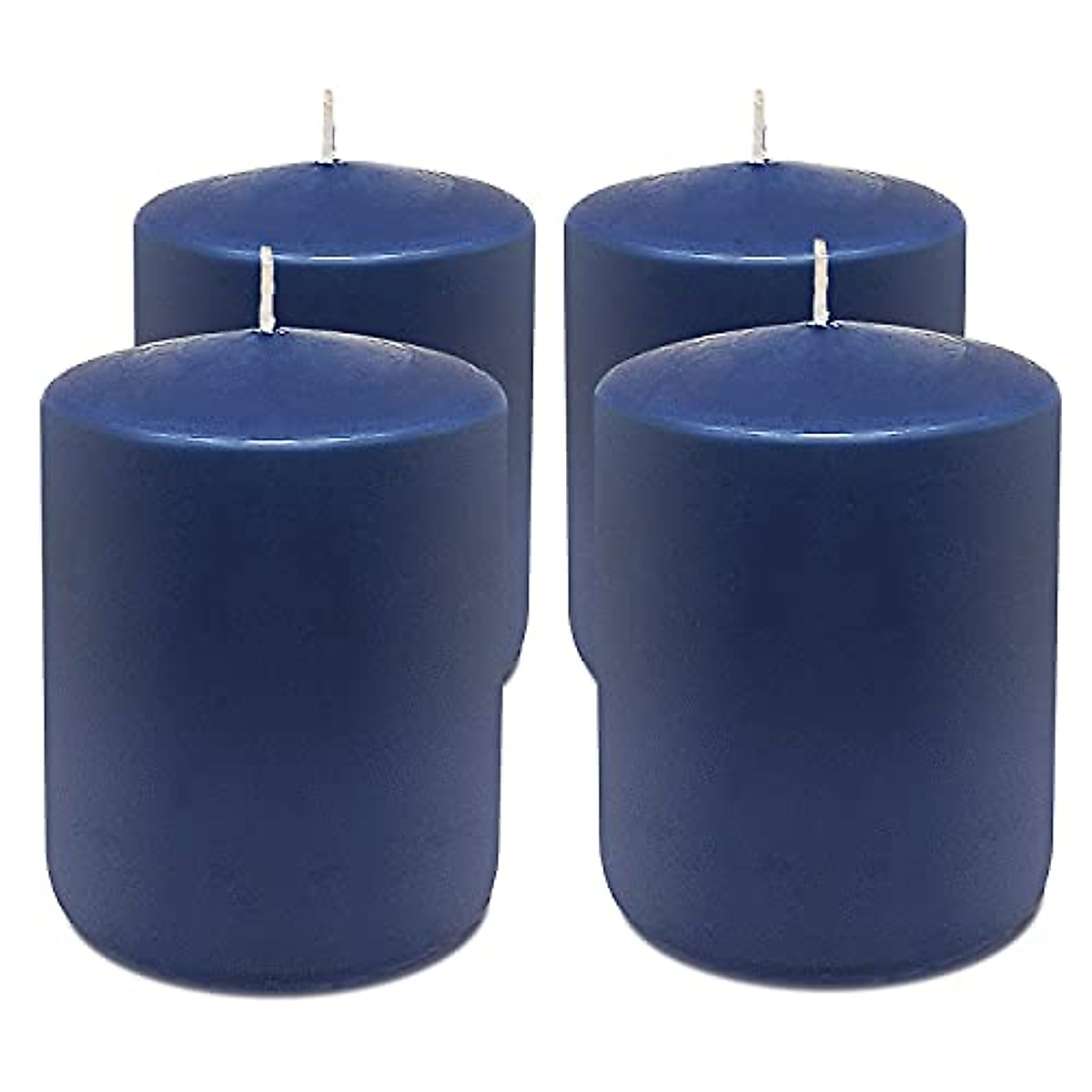 Hyoola Midnight Blue Pillar Candles 2x3 Inch - 4 Pack Unscented Pillar Candles - European Made