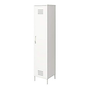 REALROOMS Shadwick 1 Door Tall Single Metal Locker Style Storage Cabinet, Soft White