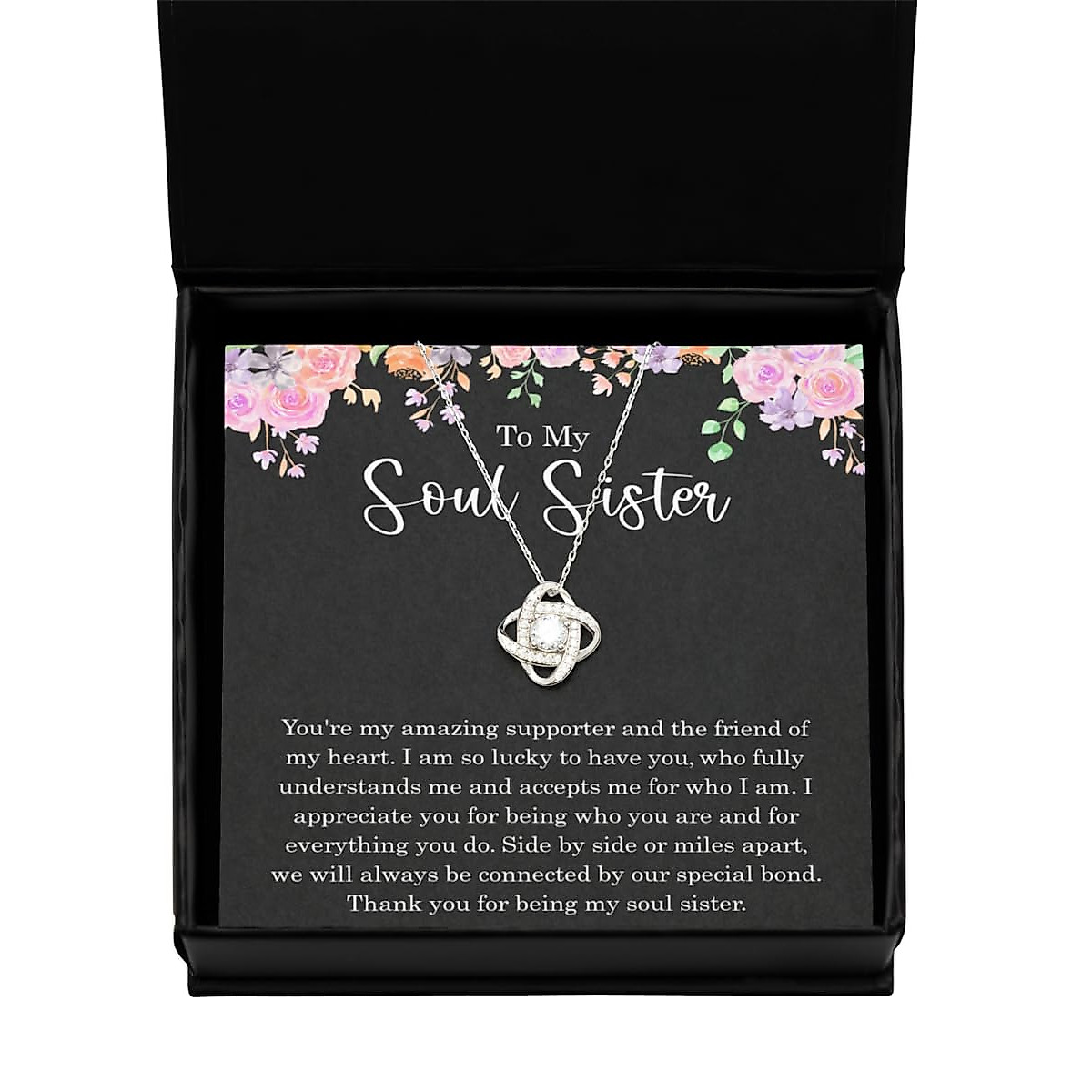 Soul Sister Gifts For Women, Necklace For Best Friend, Sister in Law, BFF, Unbiological Sister, Bestie, Unique Friendship Birthday Present Sentimental Jewelry, Long Distance, Crystal, Cubic Zirconia