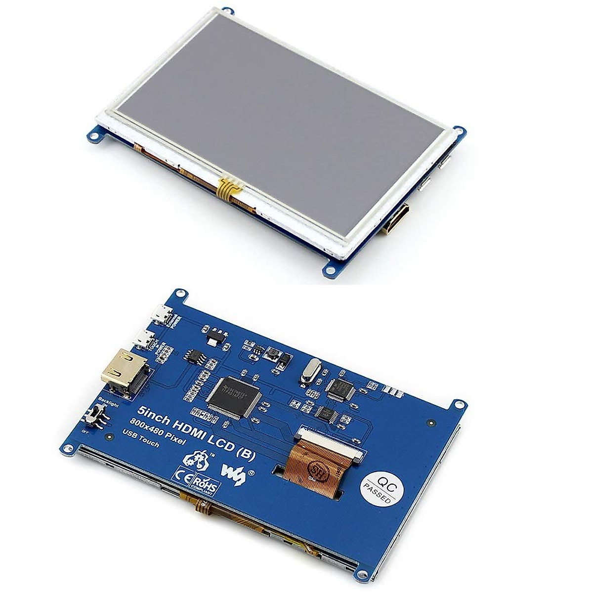 5inch HDMI LCD (B) for Raspberry Pi 800x480 Resolution Resistive TFT Touch Screen Display HDMI Interface for Raspberry Pi 3/2/1 Model B B+ A+ Zero, BB Black, PC Various Systems Windows 10/8.1/8/7