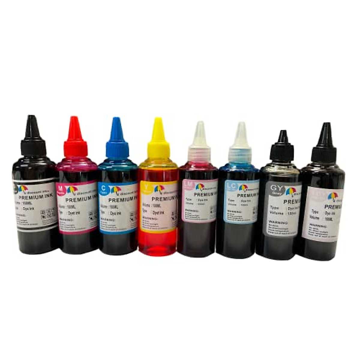 Inkpro 8x100ml Refill Ink for Canon PIXMA PRO-100 Wide-Format Printer CLI-42, Black Cyan Magenta Yellow LC LM Gray LGR, 100 ml
