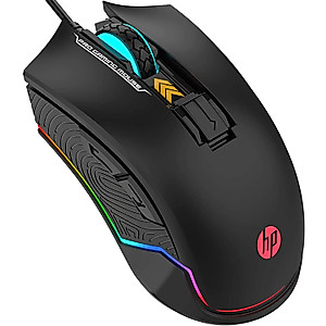 HP Wired Gaming Mouse LED RGB Backlit Adjustable 6200 DPI 6 Programmable Buttons Ergonomic USB Mice for Gamers