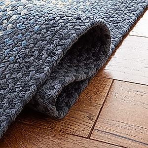 SAFAVIEH Braided Collection 3' x 5' Oval Dark Grey/Blue BRD651H Flatweave Reversible Cotton Entryway Foyer Living Room Bedroom Kitchen Area Rug