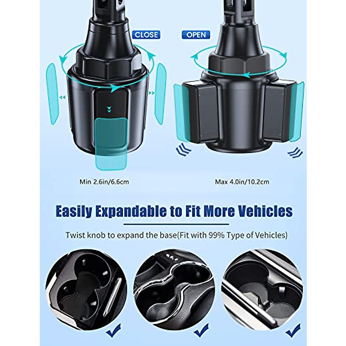Wireless Car Charger, MOKPR 15W/10W/7.5W Cup Holder Phone Mount, Auto Clamping Fast Charging Car Mount, Air Vent Phone Holder for iPhone 14/13/12 pro/12/11/XS/X/8/8, Samsung S23/S22/S10/S9/S8, etc
