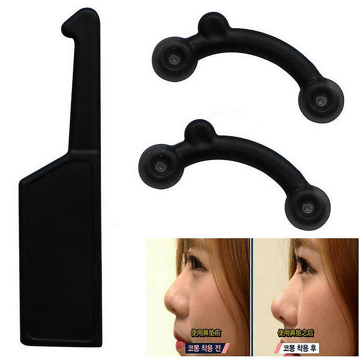 VANANA 3 Sizes Invisible Nose Lifter, Soft Silicone Nose Sharper Straightening Nose Up Corrector Tool, Comfortable Easy Install Removable (Black)
