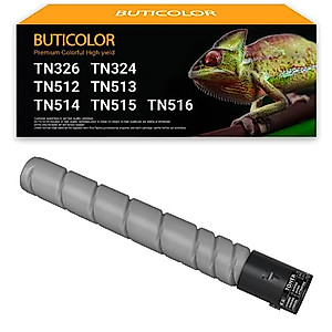BUTICOLOR TN512 TN513 TN514 TN515 TN516 TN326 TN324 Remanufactured Universal Black Toner Cartridge Replacement for Konica Minolta Bizhub 458E 558E 658E 308E 368E 454E 554E Printers(1-Pack)