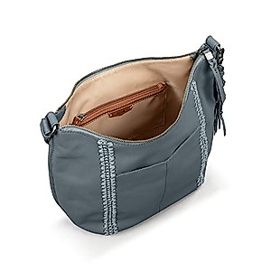 The Sak Sequoia Hobo Bag in Leather, Roomy Purse with Multi Use Design, Dusty Blue Crochet