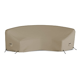 Covers & All Curved Outdoor Couch Cover, 12 Oz PVC Polyester Patio Furniture Cover, Tear & UV Proof Couch Cover Patio with Air Pockets & Drawstrings (190" L x 36" W x 39" H x 128" FL, Beige)
