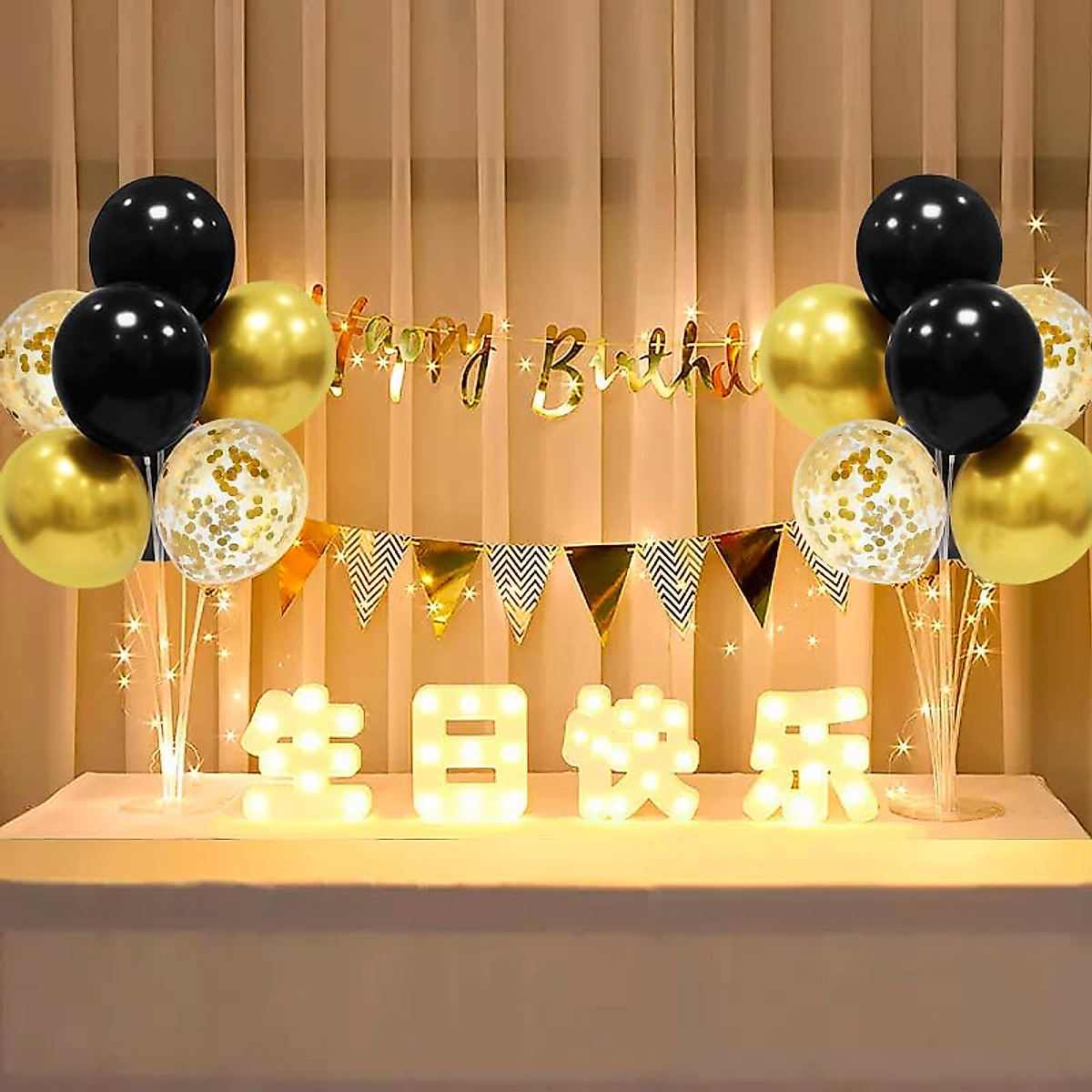 ZJDHPTY 4Set Black and Gold Balloon Stand, Balloon Centerpieces for Tables, Black and Gold Party Decorations for Birthday Wedding Anniversary Father's Day New Year Graduation 2024(black and gold)