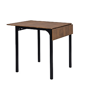 VilroCaz 5-Piece Counter Height Dining Table Set Bar Table Set, Farmhouse Drop Leaf Dining Table, 4 Counter Height Comfort Dining Chairs with Footrest, Space Saving Design (Black Frame)