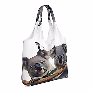 Funny Koalas Print Canvas Tote Bag Aesthetic Tote Bag Reusable Shopping Bag For Women Men Gift Bag