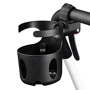 AULLY PARK Universal Drink Cup Holder Adapter, 360° Rotation Handle Bar Mount for Baby Strollers, Wheelchairs, Bikes, luggages (Black)