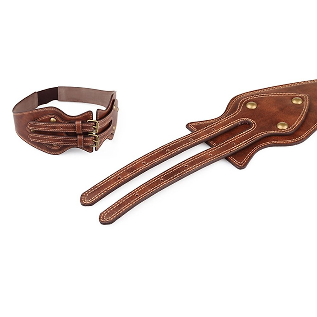 ICSTH Womens Obi Belt Vintage PU Leather Elastic Wide Waist Belt Fashion Retro Wide Belts (92CM)