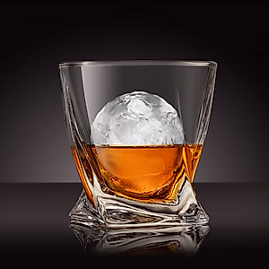 VENERO Crystal Whiskey Glasses, Set of 4 Rocks Glasses in Satin-Lined Gift Box - 10 oz Old Fashioned Lowball Bar Tumblers for Drinking Bourbon, Scotch Whisky, Cocktails, Cognac