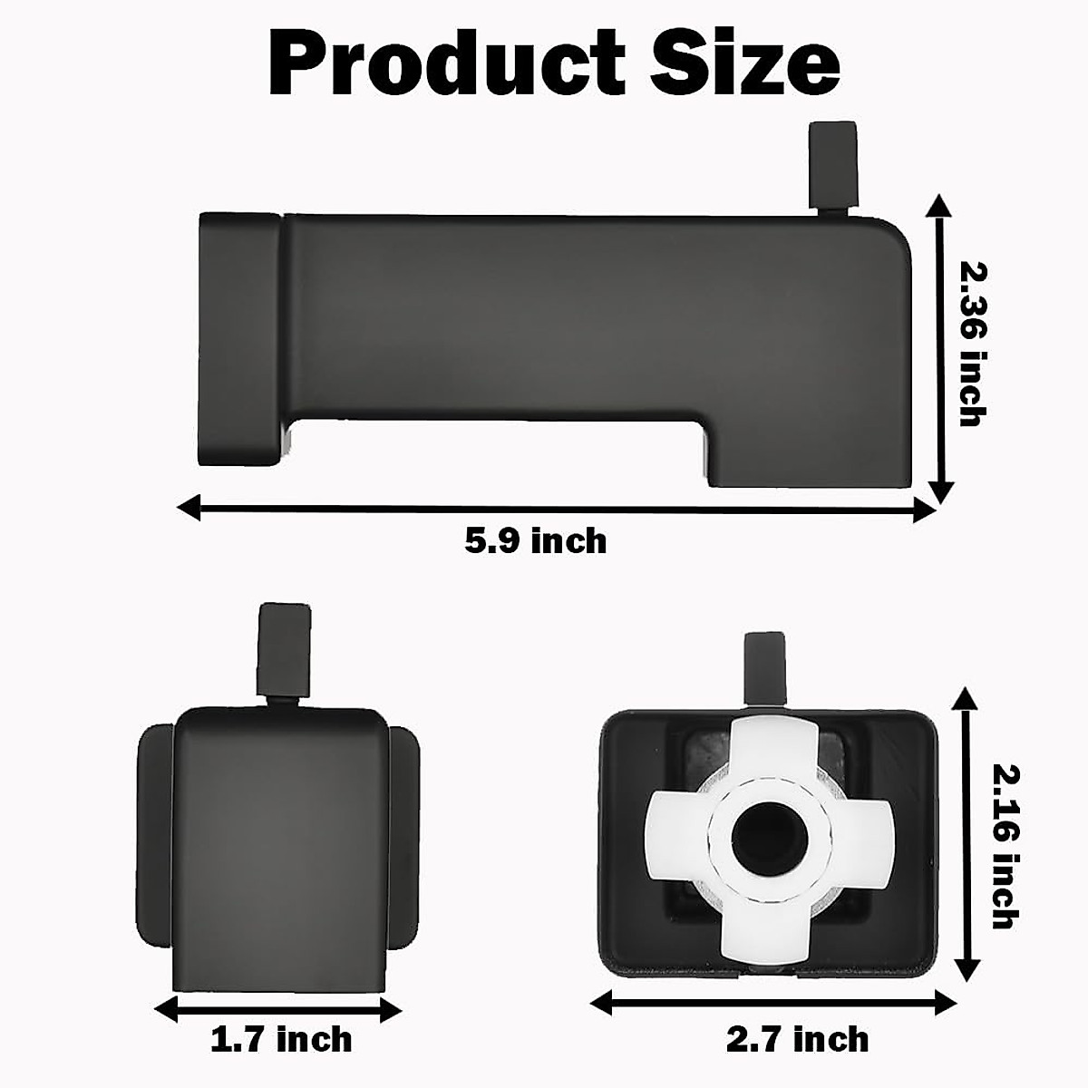 Kedra Slip On Diverter Tub Spout, 5.9 Inch Bathtub Spout with Diverter, Replacement Bath Tub Faucet for 1/2" Copper Water Tube, Matte Black