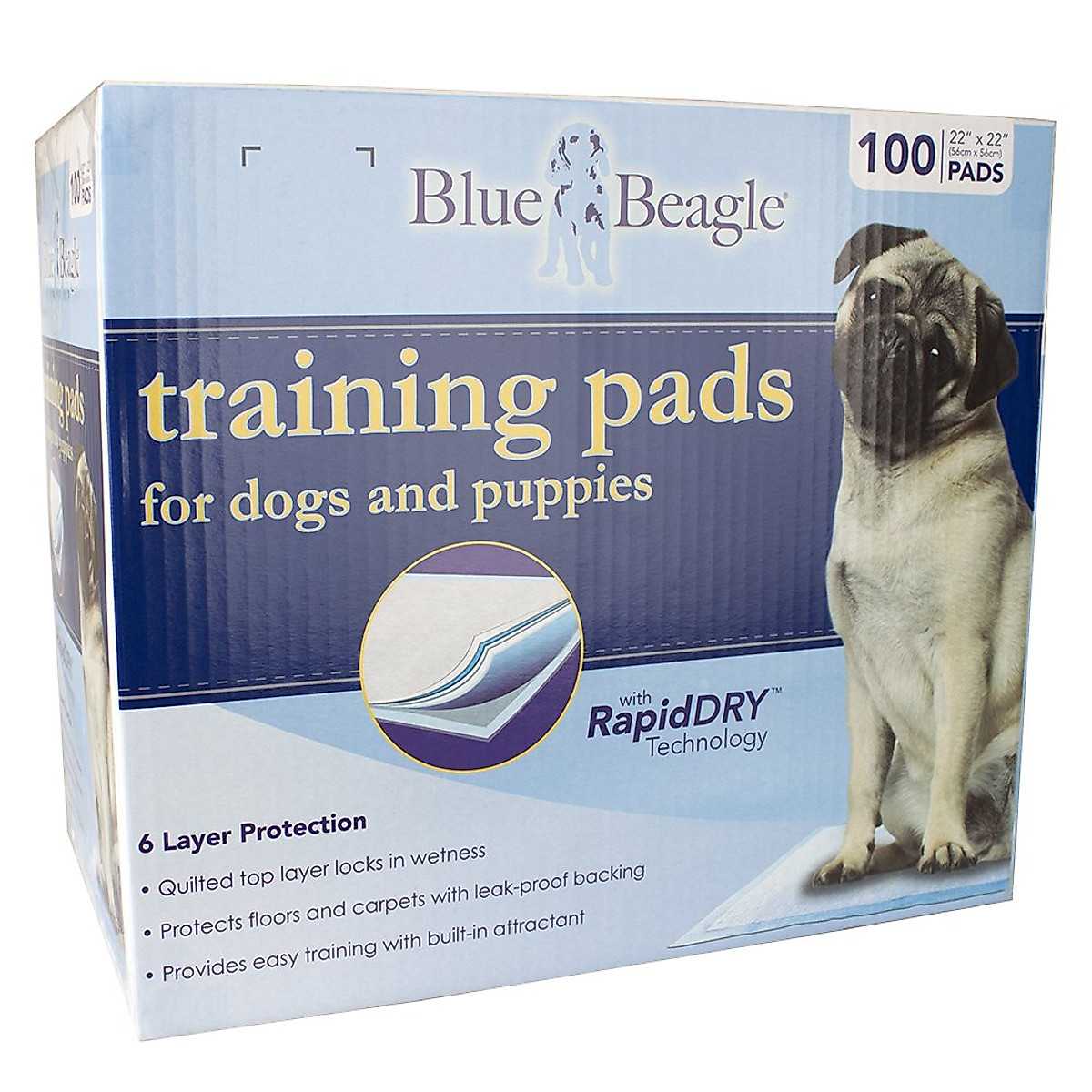 BV Pet Potty Training Pads for Dogs Puppy Pads, Pee Pads, Quick Absorb, 22" x 22" Training Pad, 100 Count Dog Pee Pads, Doggie Pads, Disposable Puppy Pee Pads