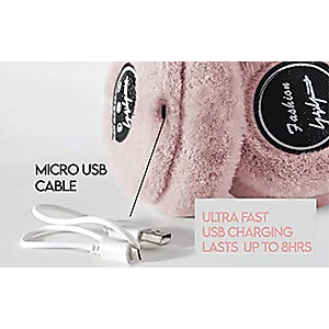 Acuvar Wireless Bluetooth 5.0 Rechargeable Over The Ear Headphone Earmuffs with Extra Soft and Warm Fabric, Microphone, Powerful Surround Stereo Bass and Passive Noise Cancelling (Pink)