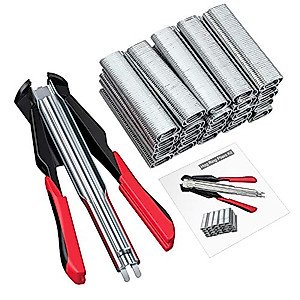 Proster Hog Ring Plier Kit, with 2500pcs Galvanized Steel Hog Rings for Auto Feed Fence Fastener Staple Plier Nailer for Pigpen Birdcage