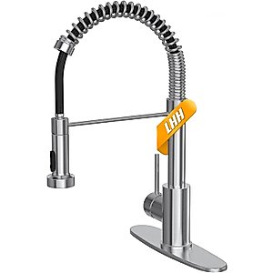 Kitchen Faucet with Pull Down Sprayer Stainless Steel Kitchen Faucets with Deck Suitable for bar Laundry Utility RV Farmhouse High Arc Single Handle Kitchen Sink Faucet. (Brushed Nickel)